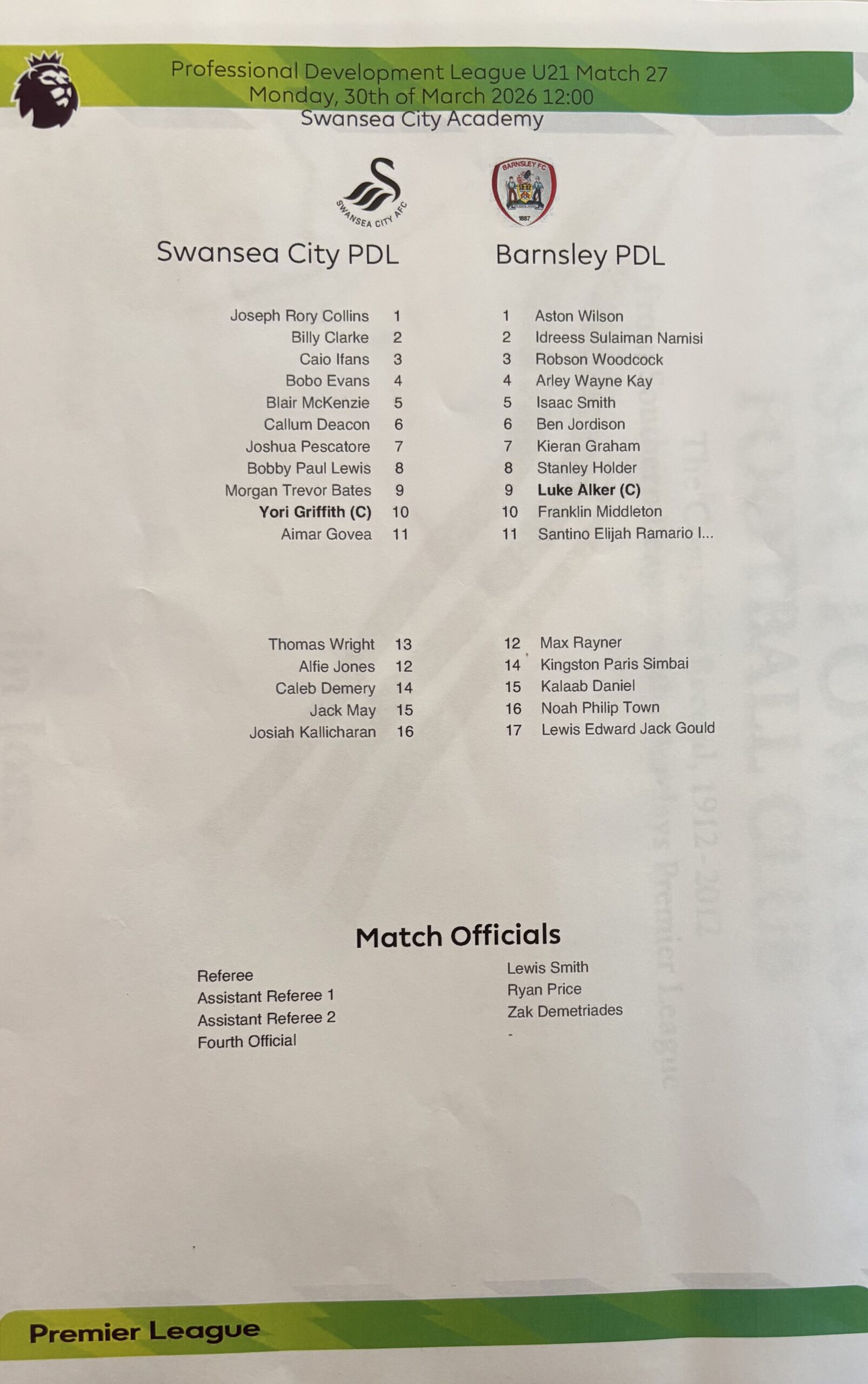 Swansea City 2 Barnsley 3 - Under 21 Professional Development League ...